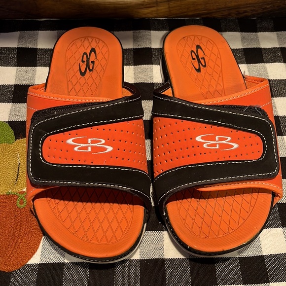 Boombah | Shoes | Boombah Sandals Flip Flops Orange And Black Slides ...